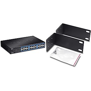 TRENDnet 24-Port Gigabit GREENnet Desktop Switch (TEG-S24DG) and Rack Mount Kit for TEG-S16Dg/TEG-S24Dg (ETH-11MK)