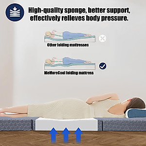 MeMoreCool Tri Folding Mattress Single, Foldable Mattress Trifold Foam Bed Floor Mattress for Adults, Portable Mattress Tri Fold Guest Bed, Fold Up Futon Floor Sleeping Mat Tri-Fold Mattress