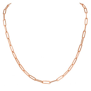 Paperclip Chain Necklace 14k Gold – Real Yellow White Rose luxury Jewelry Pendant – Nice Women and Girls Gift - Available in Your Choice of Length 16’’ to 36’’ - Wide 4MM - Lobster Clasp (Rose, 18)