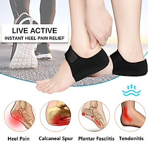 JUMPOW Heel Protectors for Plantar Fasciitis & Achilles Tendonitis Relief – Adjustable Gel Heel Cups for Heel Pain Relief with Soft Cushioning, Heel Cushion Inserts for Men/Women All-Day Comfort