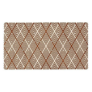 Bath Tub Shower Mat - Anti-Slip PVC Material 15.1x26.8 in, Gentle Cushioning Quick Drying Suction Cups Reliable Solution - Geometric Diamond Pattern - Brown Non-Slip Floor Mat