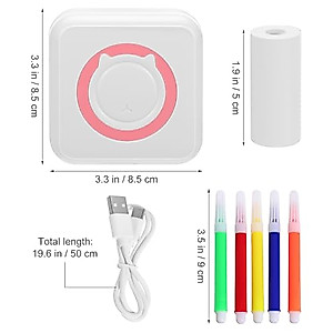 Operitacx Mini Sticker Printer, Portable Mini Thermal Printer with 10 Rolls Paper 5 Pens, Print Pod Inkless Pocket Printer for Notes Pictures, Compatible with Android & iOS