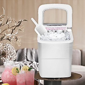 Smad Countertop Ice Maker Machine, Chewable Bullet Ice Chip Maker with Ice Scoop & Basket, 26 Lbs/Day, Silver