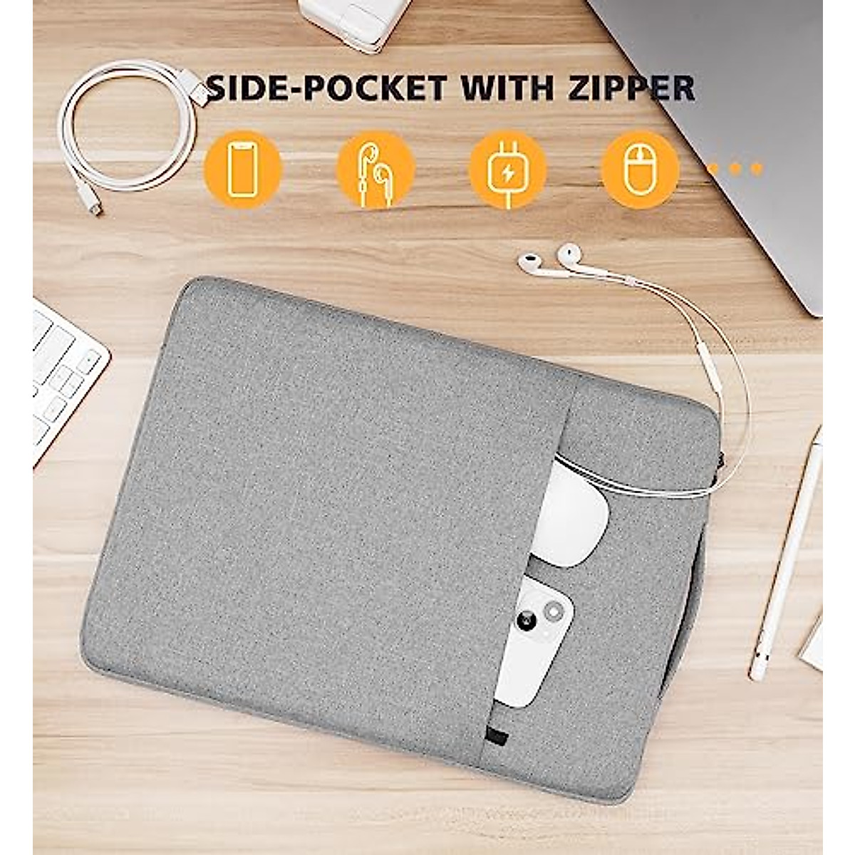 NIDOO 15-15.6 inch Laptop Sleeve Case Protective Computer Cover for 16" MacBook Pro MAX M1 M2 / 15" Surface Book 3 2/15.6" Lenovo Yoga 7i / IdeaPad Gaming 3i / HP EliteBook 650 G9 Handle