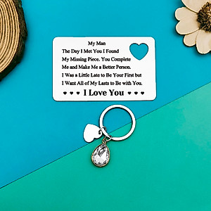 Boyfriend Metal Wallet Card Anniversary Wallet Insert Card for Men Valentines Day Gift for Boyfriend Husband Couple Gifts To My Man Engraved Card Wedding Christmas Birthday Engagement Gifts for Him