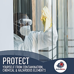 Medical Nation Hazmat Suits | One Pack, Medium | Disposable Protective Coveralls, Heavy Duty Full Body Painters Suit for Men & Women Without Hood - Breathable & Water Resistant - Medium