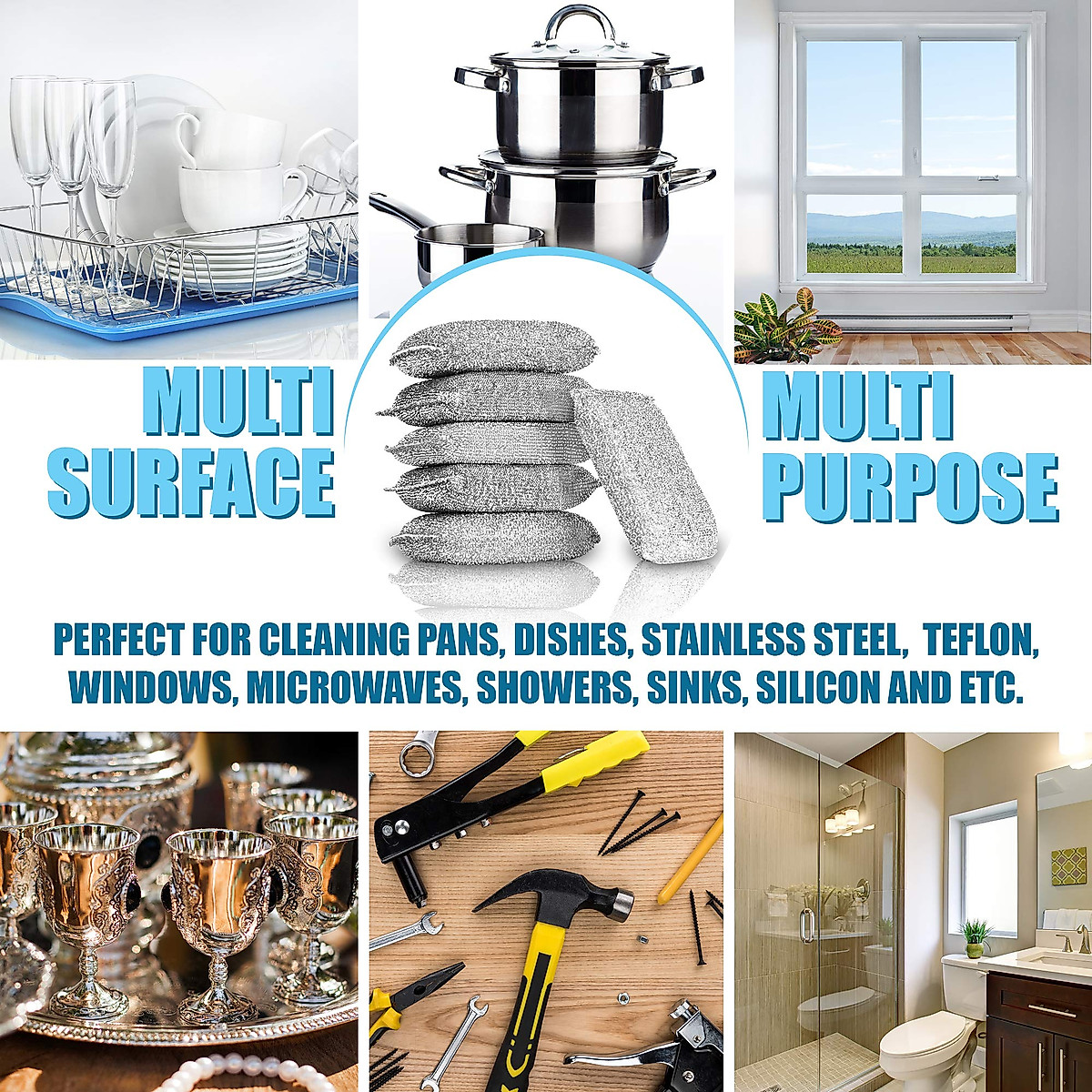 SPONGENATOR Kitchen Scrubbing Sponges - Heavy Duty Non-Scratch Scrubbing Cleaner Sponges in 1 Color - Multi-Surface Non-Metal Dish Scouring Scrubbers for Fast Cleaning. (12 Pack)