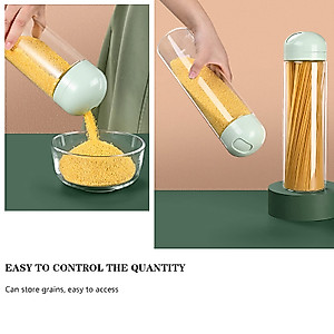 funvim Spaghetti Container Storage Glass,59oz/1.7L Pasta Storage Containers for Pantry Airtight,Green Spaghetti Jar with Measurer for Spaghetti and Noodles