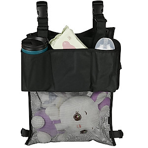 Beautyflier Mesh Stroller Organizer with Extra Large Storage, Universal Stroller Caddy Baby Cup Holders Diaper Storage Accessories Compact Design Fit Any Strollers, Black