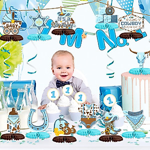Tarklanda 12PCS Western Cowboy Honeycomb Centerpieces Wild West Party Decorations for Tables Western Theme Party Decor A Little Cowboy is On The Way Baby Shower Supplies