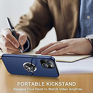 Temdan for iPhone 13 Mini Case, with 360°Rotatable Magnetic Ring Holder Kickstand Slim Fit 13FT Military Grade Heavy Duty Shockproof Phone Case for iPhone 13 Mini 5G 5.4" Blue