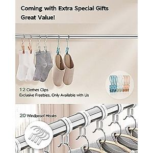Vikaqi Clothes Drying Rack 79 Inches Folding Indoor, Drying Rack Clothing Collapsible, Foldable Laundry Drying Rack, Clothes Rack Drying, Retractable RV Clothesline, 20 Hooks 12 Clips