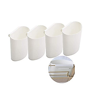 4Pcs Hanging Cup Holder,Rolling Cart Accessories Utility cart Accessories Hanging Bins,Hanging Flower Pots,Space Saver,Storage Bucket Desktop Container,Make Up Pencil Holder (White-1)