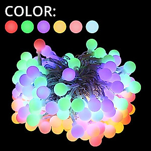 Globe String Lights Indoor Outdoor, 8 Modes Colorful Remote, USB String Lights forBedroom,Classroom,Outdoor String Lights for Patio,Garden,Party,Wedding, (6 Colorful Bulbs) (33FT USB)