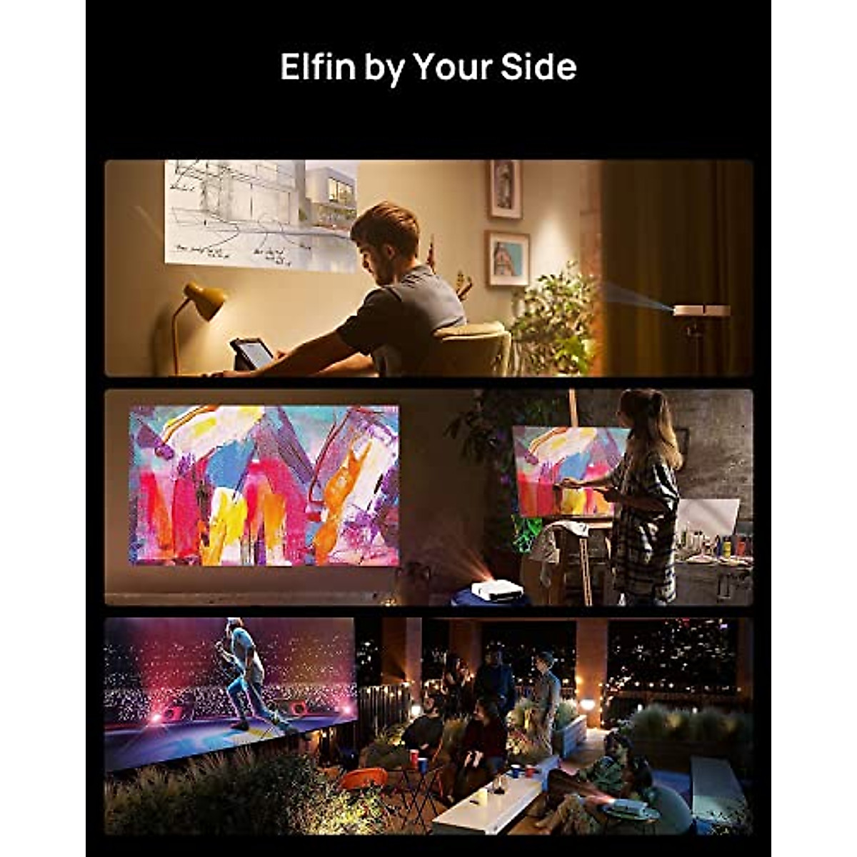 XGIMI Elfin Mini Projector with Carry Case and 3D Glasses, Ultra Compact 1080P Portable Projector 4K Input Supported for Movies & Gaming, Android TV 10.0, 800 ANSI Lumens, HDR 10+