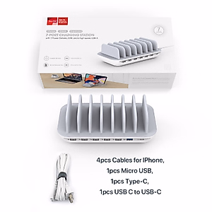 SooPii 70W 7 Port Charging Station for Multiple Devices,Charger Station with One 30W Power Delivery Port for Laptops,and 6 USB Ports for Smart Phones,Tablets,Other Electronics…