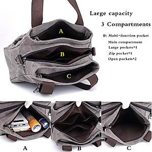 Chikencall® Women Hobo Handbags Casual Canvas Vintage Crossbody Bag Daily Multi Compartment Purses Shoulder Tote Shopper Bag