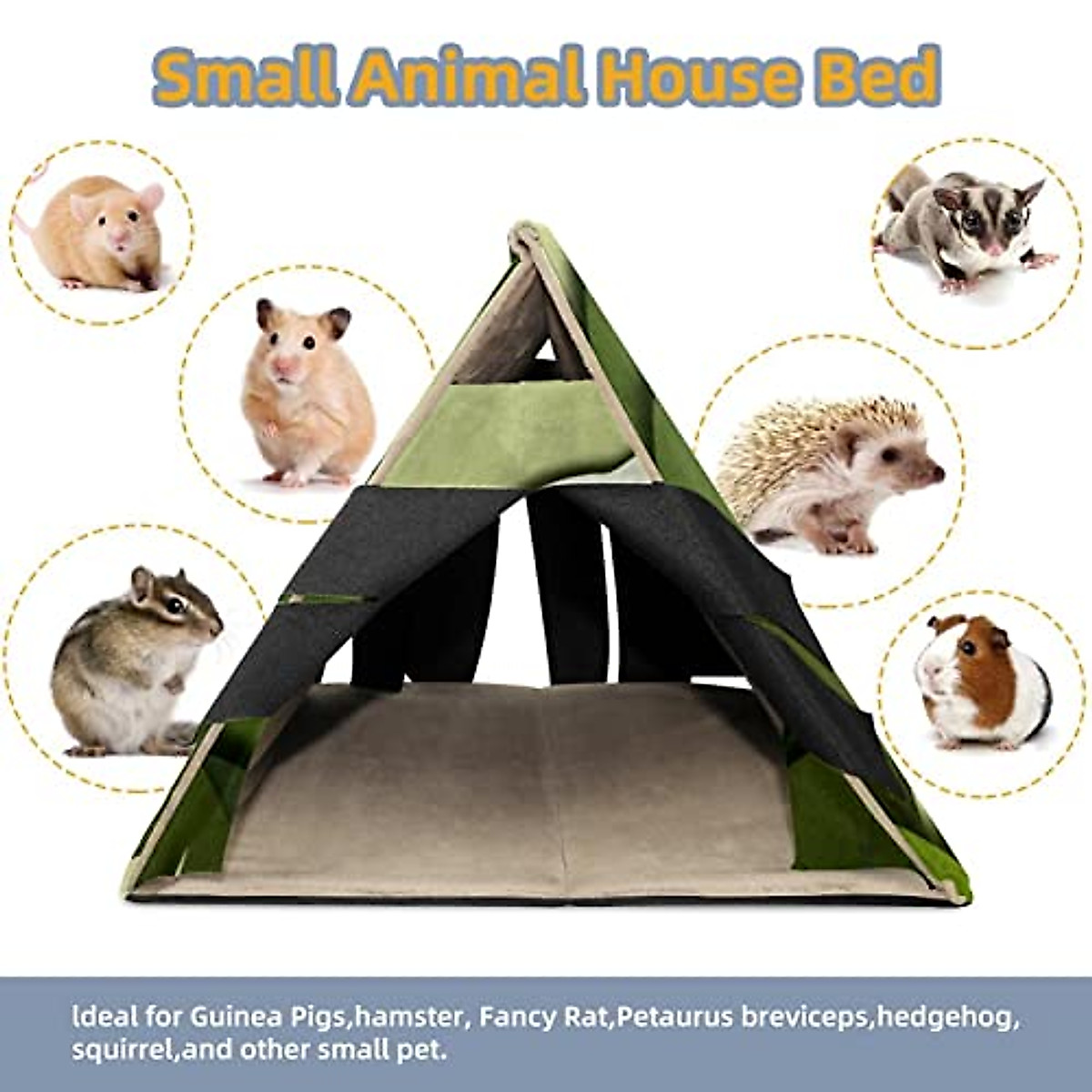 Y-DSIWX Guinea Pig Hideout House Bed, Cute Wolf Animal Silhouette Rabbit Cave, Squirrel Chinchilla Hamster Hedgehog Nest Cage