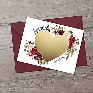 XOXOKristen Personalized Bridesmaid Proposal Scratch Off Card, Burgundy and Blush Flowers Will you be my bridesmaid card, Custom Maid of Honor, Matron of Honor, Flower Girl Proposal cards