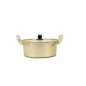 Vctitil Korea Noodle Pot Aluminum Noodle Pot,Nonstick Double Handle Korean Yellow Aluminum Noodles Pot,Cookware for Kitchen,Great for Soup,Pasta(16CM)