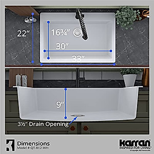 Karran QT-812 Top Mount 33 in. Large Single Bowl Quartz Kitchen Sink in White