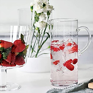 KROSNO Glass Water Juice Pitcher Jug | 44 oz | Glamour Collection | Perfect for Home, Restaurants and Parties | Fridge Safe