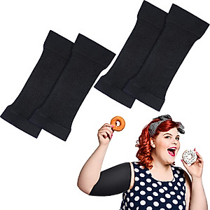 SATINIOR 2 Pairs Arm Shapers for Plus Size Women, Upper Arm Sleeves Wraps Slim Arm Compression Sleeve for Arms (Black)