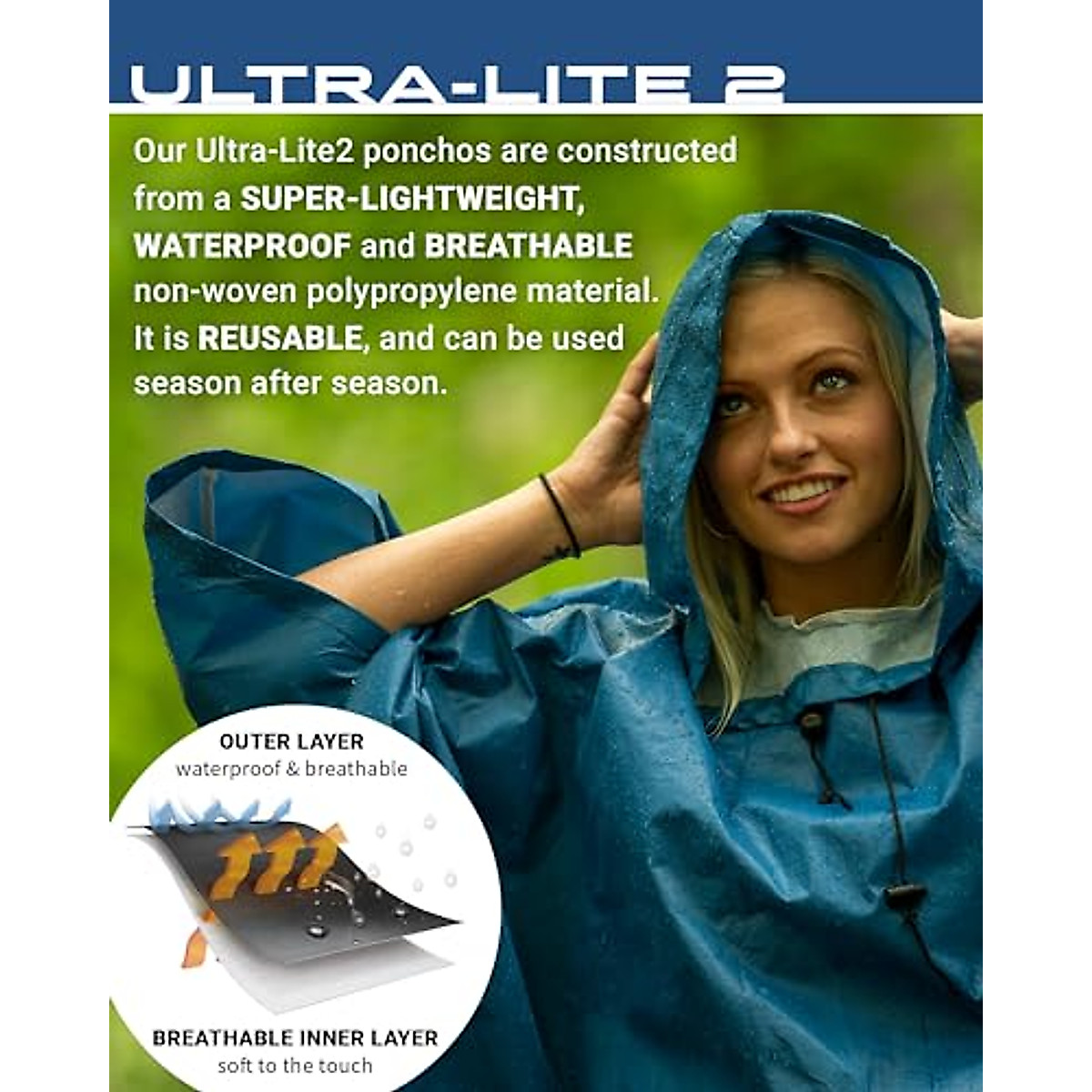 FROGG TOGGS Ultra-Lite2 Reusable Waterproof Breathable Poncho