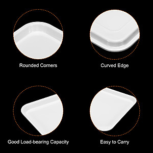 PATIKIL 12x8 Fast Food Tray, Plastic Reusable Recyclable Multi-Purpose Rectangle Serving Tray for Restaurant Home Kitchen, White