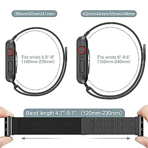 Pippia Milanese Loop with Magnetic Clasp Compatible with Apple Watch Band 38mm 40mm 41mm 42mm 44mm 45mm 49mm, Stainless Steel Mesh Metal Strap for iWatch Series 9 Ultra SE 8 7 6 5 4 3 2 1, Women Men