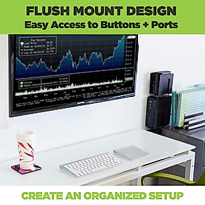 HIDEit Mounts Uni-SW VESA Mount - American Company - Black Steel Adjustable Small and Wide Device Wall Mount - Cable Box Wall Mount, Modem Wall Mount, Router Mount and More - Behind TV Cable Box Mount