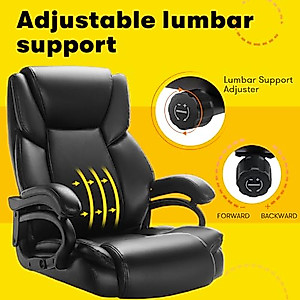OFIKA Big and Tall Office Chair 500lbs - Adjustable Lumbar Support, Office Chair for Heavy People, Heavy Duty High Back Executive Desk Chair with Wide Seat and Quiet Rubber Wheels, Large Office Chair