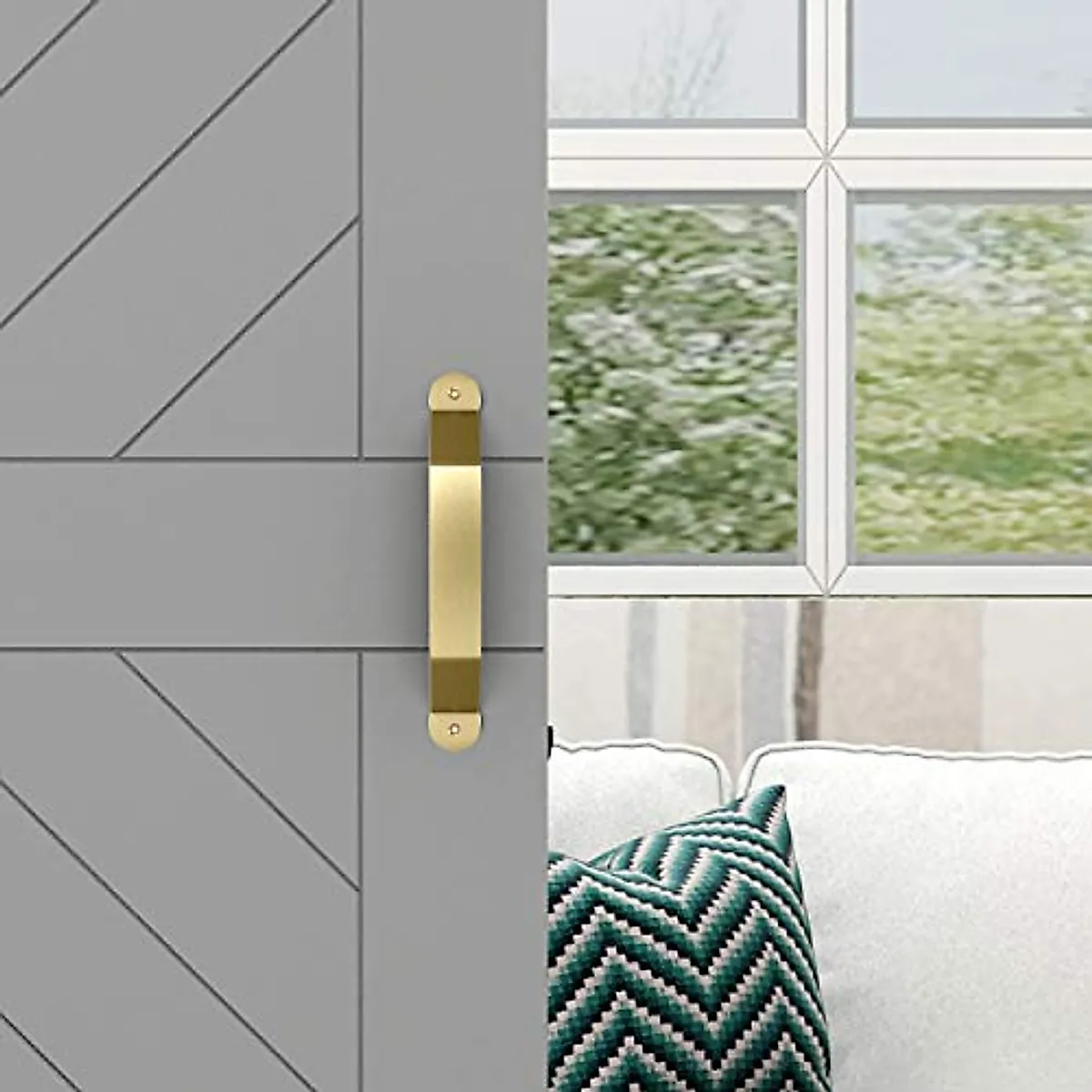 National Hardware N700-109 Interior Sliding Barn Door Hardware Charleston Pull, 10-Inches, Easy to Install, Brushed Gold