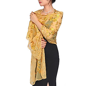 EASEDAILY Women's 1920s Shawls and Wraps for Evening Party Dress Sparkling Sequin Deco Wedding Scarf for Bride