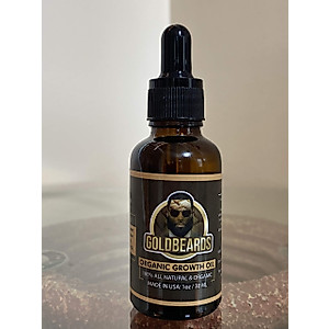 GOLDBEARDS GROWTH Beard Oil, 100% Pure Natural for Groomed Beards, Mustaches, & Moisturized Skin 1 Oz Infused with Argan, Jojoba, Avocado, Vitamin E, Biotin and Almond Oils