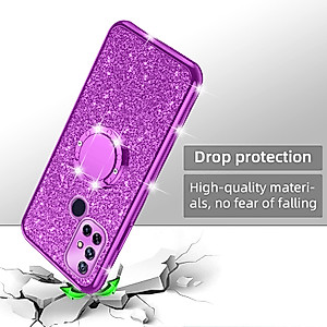 nancheng Case for OnePlus Nord N10 5G Girls Women Glitter Cute Soft TPU Cover with Ring Kickstand Strap Lanyard Bumper Shockproof Protective Cell Phone Case for OnePlus N10 5G - Purple