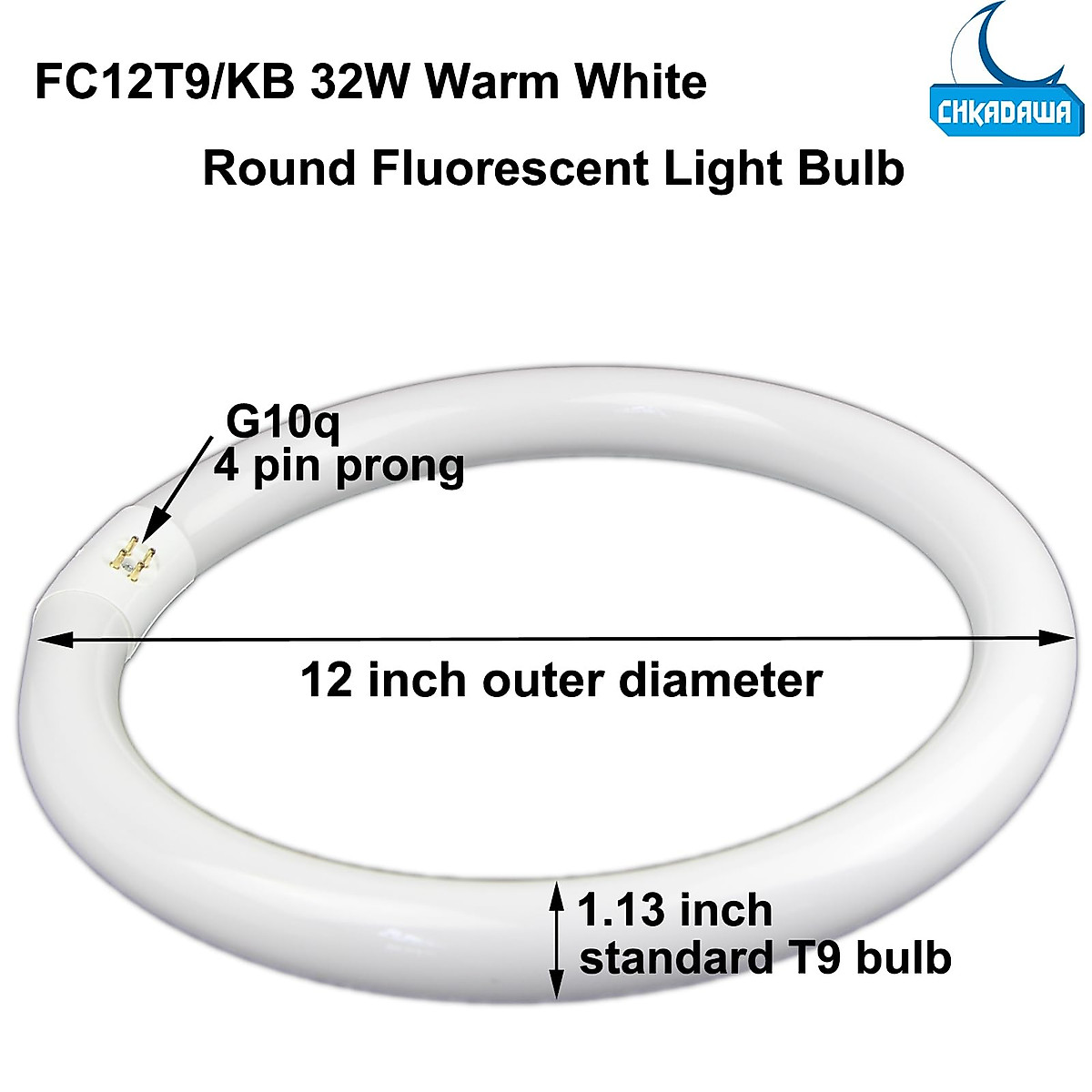FC8T9/KB 22W and FC12T9/KB 32W Warm White Set, Round Fluorescent 8 inch T9 22 Watts & Circular Light Bulbs 12 inch 32 Watts Pack, Circline Kitchen and Bath Ceiling Fan Bulb, 3000K, G10q Prong