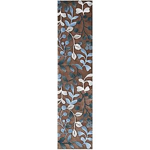 Nourison Contour Floral Mocha 2'3" x 10' Area -Rug, Easy -Cleaning, Non Shedding, Bed Room, Living Room, Dining Room, Kitchen (2x10)