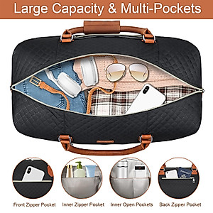 Weekender Bag for Women, Travel Duffel Bag Carry On Overnight Bag with Shoe Compartment Large Nylon Travel Weekend Tote Bag