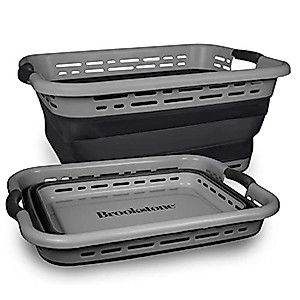 BROOKSTONE, 1 UNIT, 11 GALLONS - [OUR LARGEST BASKET EVER] 24" Collapsible Laundry Basket, Comfort Non-Slip Grip Handles, Minimalist Space Saving Design, Portable Pop-Up Hamper, [BPA FREE]
