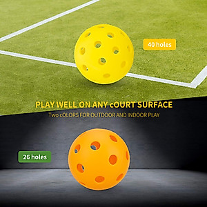 CAMSOON Indoor 26 Hole Indoor Orange Pickleball Balls Bright Orange Pickle Balls 6 Pack USAPA Paddle Ball Regulation Size A Great Addition for a Pickleball Set (Orange-6Pack)