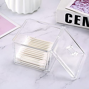 Partitions Cotton Ball and Swab Holder Organizer with Lid 2 Clear Cotton Swab Holder Organizer, Acrylic Organizer Cotton Swab Makeup Cosmetic Storage Drawers and Jewelry Display Clear Box