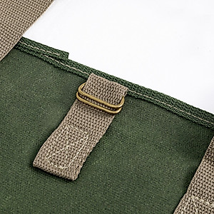 eletecpro Firewood Carrier 39x18 Inch Durable Waxed Canvas Log Carrier Heavy Duty, Fire Place Sturdy Wood Carring Bag with Handles Security Strap for Camping Indoor (Green)