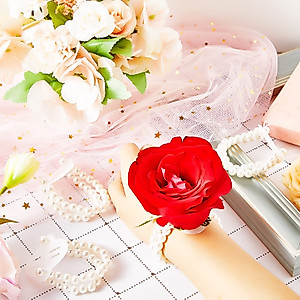 12 Pieces Elastic Pearl Wristband Corsage Wristlet Band Corsage Bracelet Pearl Wedding Wrist DIY Decor Corsage Pearl Bead Stretch Wristband Accessory for Wedding Bridesmaid Bride Prom Handmade