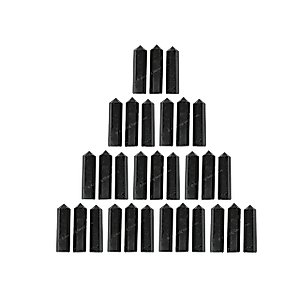 Black Tourmaline Crystal Points Bulk Healing Crystals and Stones - Pack of 3 Single Terminated Healing Wand Point Bulk Crystals for Crafts, Crystal Grid, DIY Work - Premium Crystals for Beginners Gift