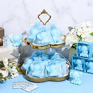 Maxcheck 50 Pcs Baby Shower Elephant Soaps Favors with Organza Bags Thank You Cards Handmade Cute Scented Soap Elephant Decorations Bulk for Guests Girl Boy Baby Shower Gifts Party Souvenirs(Blue)