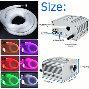 AZIMOM Bluetooth Control 10W Twinkle Fiber Optic Lights Star Ceiling Light Kit 150pcs0.03in6.5ft Fiber Strands Music Mode RGBW APP/Remote Light Engine for Car Headliner Room Decoration