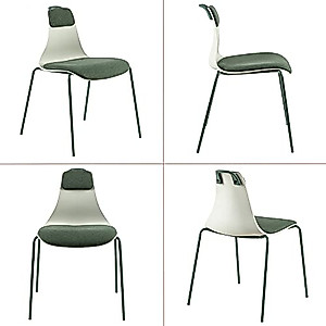 Modern Dining Room Chairs Set of 2, Ergonomic Design 15 ° Tilt Upholstered Leisure Chair for Living Room Bedroom, with Pad and Metal Legs, Green