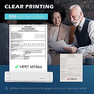 HPRT Portable Printer Wireless for Travel, Thermal Inkless Bluetooth Printer with Case, Support 8.5" X 11" US Letter, Compatible with iPhone Android MacBook Windows Laptops (Upgraded MT866)