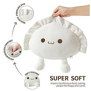 Ditucu Cute Dumpling Plush Pillow Funny Food Soup Dumpling Plushie Kawaii Stuffed Aniamls Toys Hugging Gifts for Kids White 14 inch